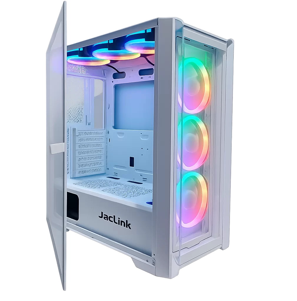 Case Gamer Jaclink JACL-GC07 White con 6 Ventiladores RGB y Vidrio Templado